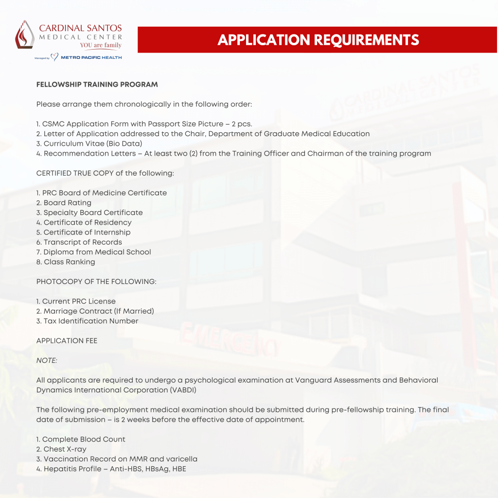 Fellowship Training Program - Cardinal Santos Medical Center