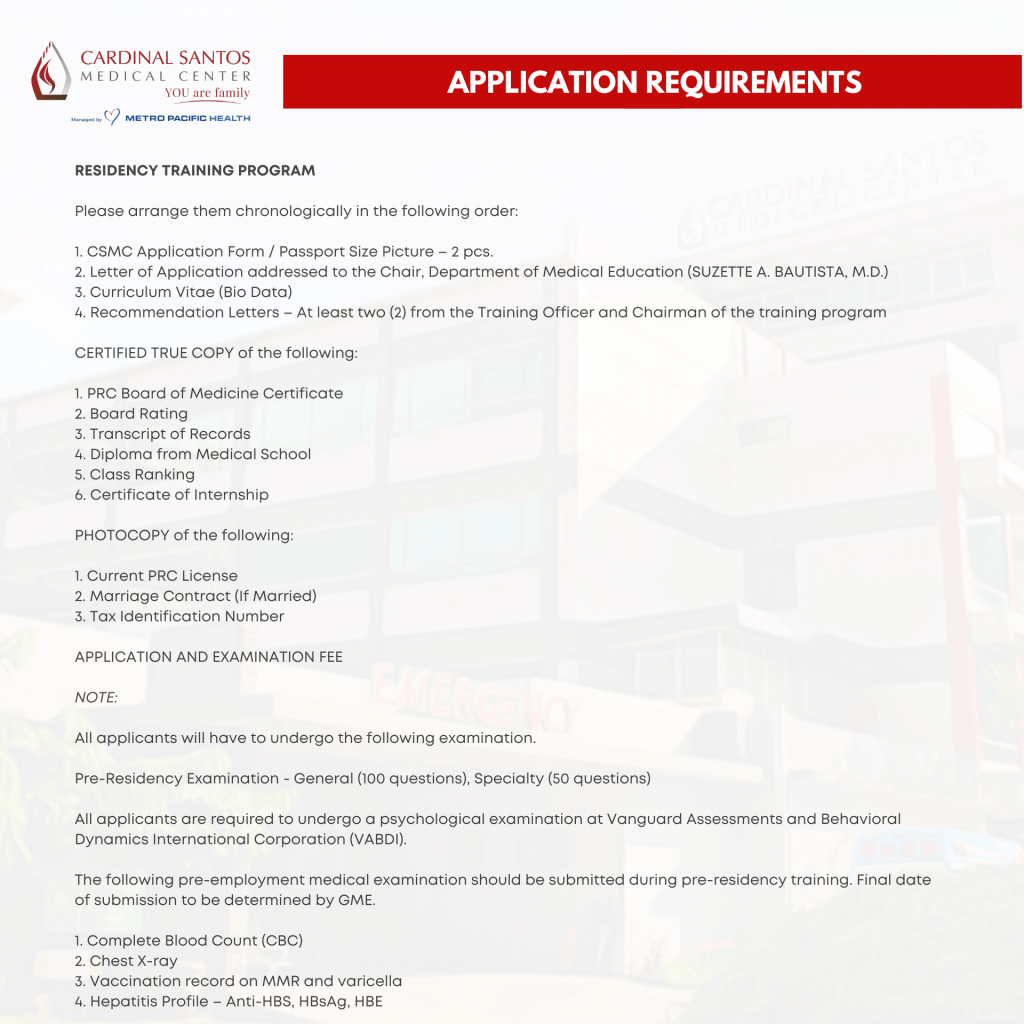 Residency Training Program - Cardinal Santos Medical Center